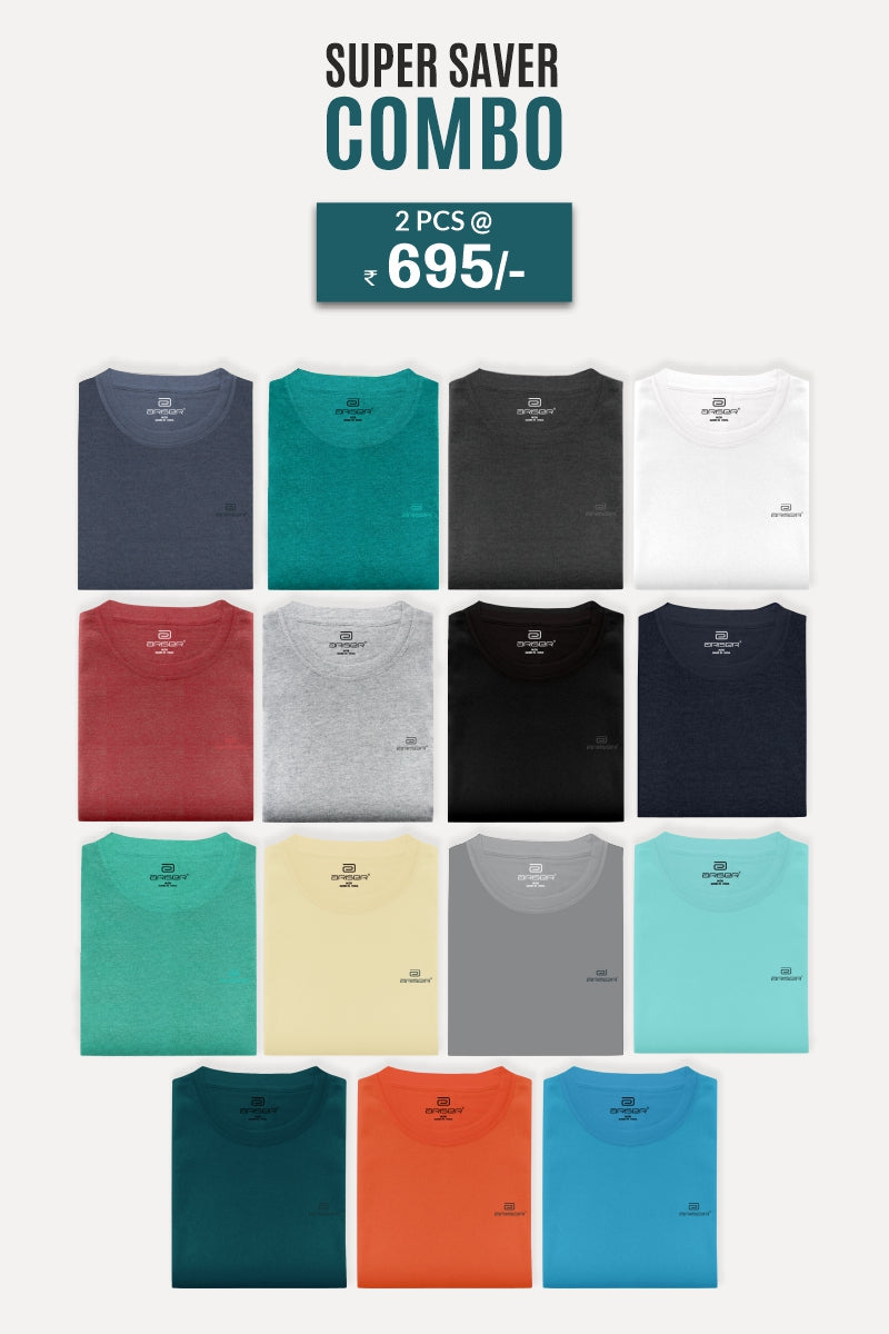 Round Neck Cotton Rich Blend T-shirt Combos Pack Of 2 – Uathayam