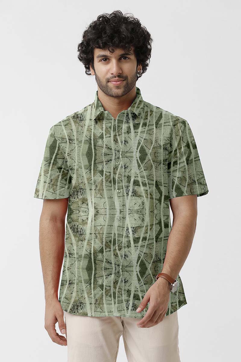 Vudu - Olive Green Base Printed Shirts For Mens | Ariser – Uathayam