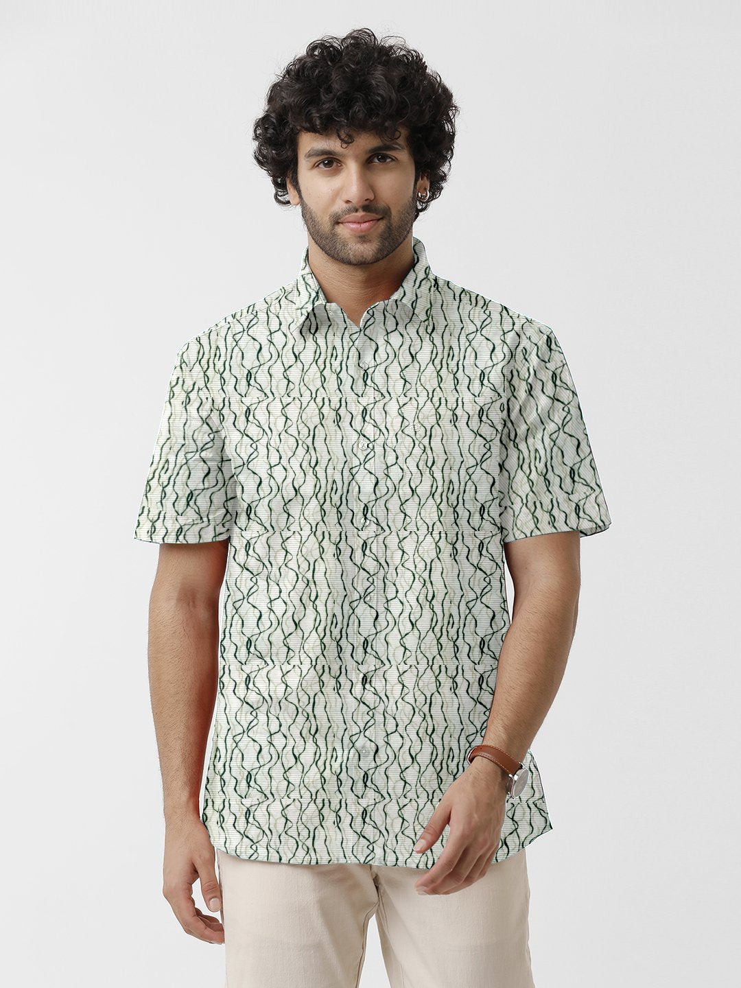 Vudu - White With Green Printed Shirts For Mens | Ariser – Uathayam