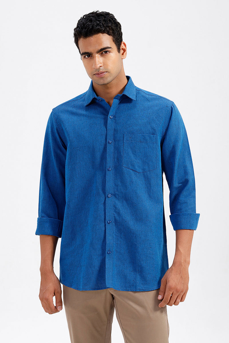 Linen Classic - Deep Blue Shirts For Men | Uathayam