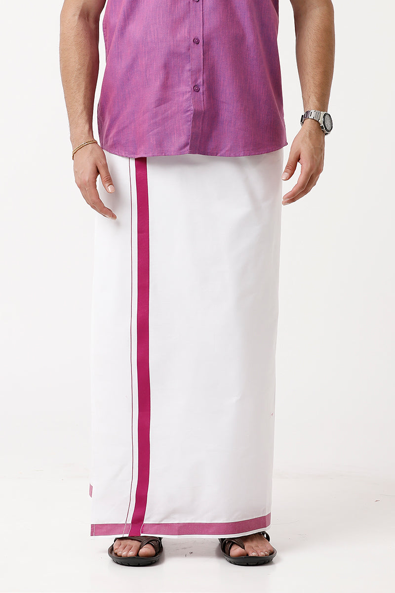 Varna - Dark Purple Single Layered Dhoti With Fancy Borders For Men ...