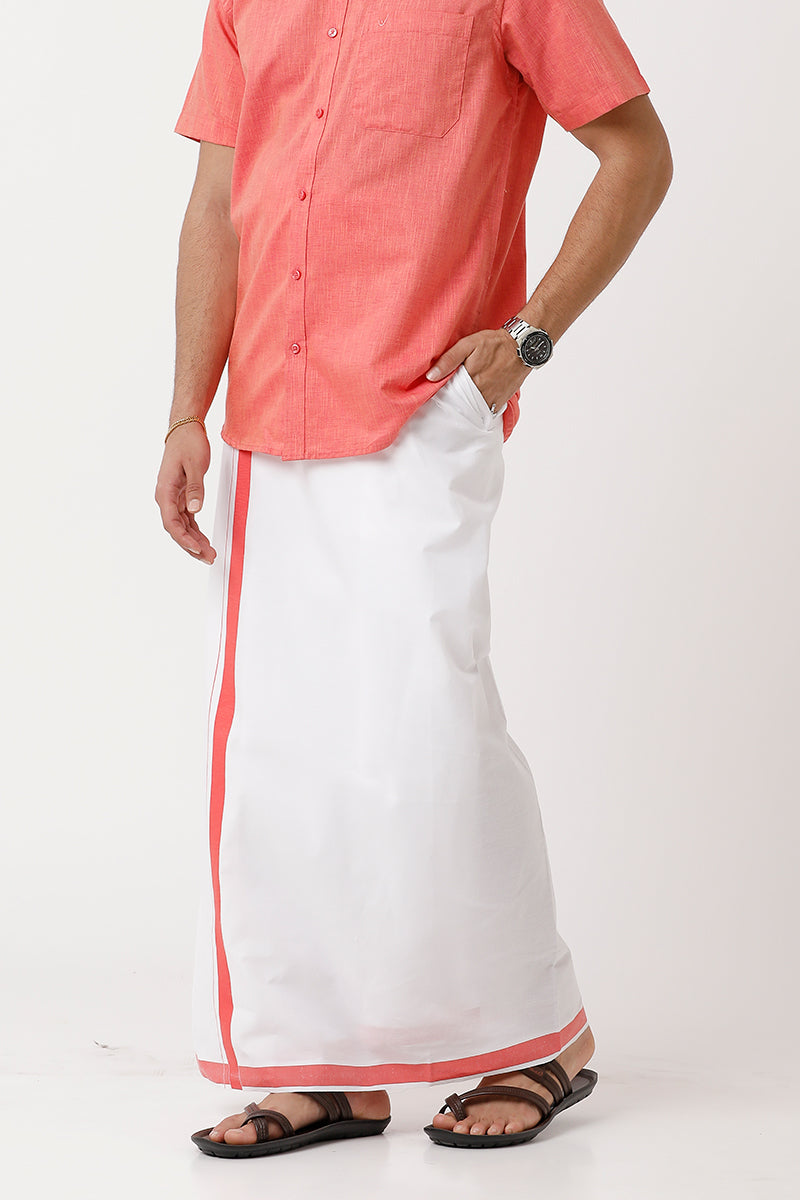 Varna - Dark Rose Single Layered Fancy Border Pocket Dhoti For Men | U ...